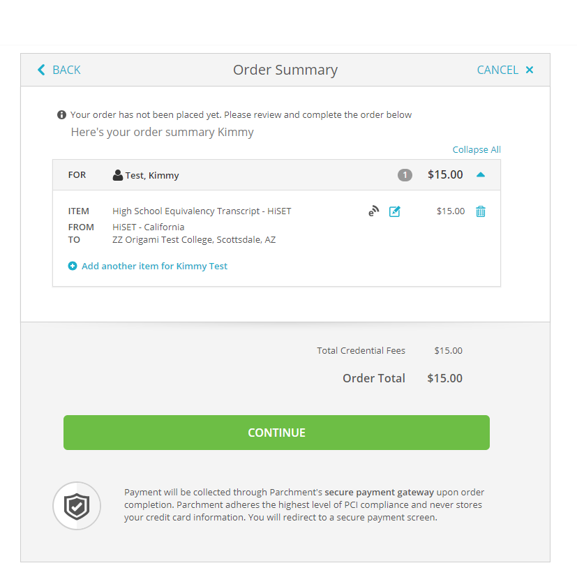 Place order (Passed HiSET in California before 2018 or in Oklahoma ...